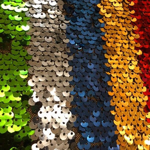 New Rainbow Sequin on 4 Way Stretch Mesh Spandex Fabric 52"/54" Sold by ...