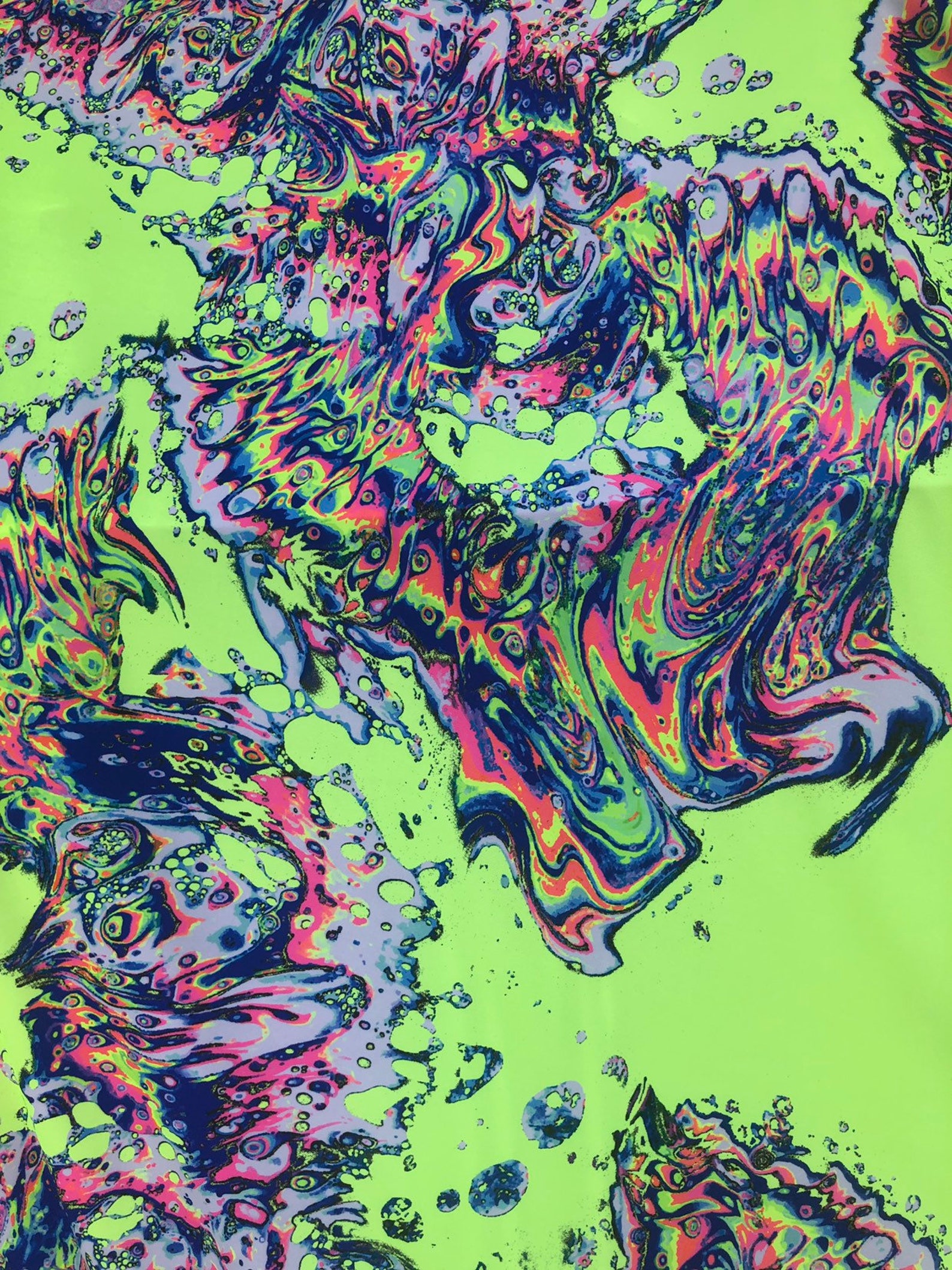 New Lava Splash Print Neon Yellow Color on 4 Way Stretch Thin | Etsy