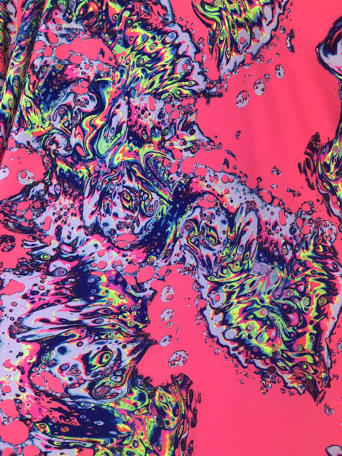 New Lava Splash Print Neon Coral Color on 4 Way Stretch Thin - Etsy