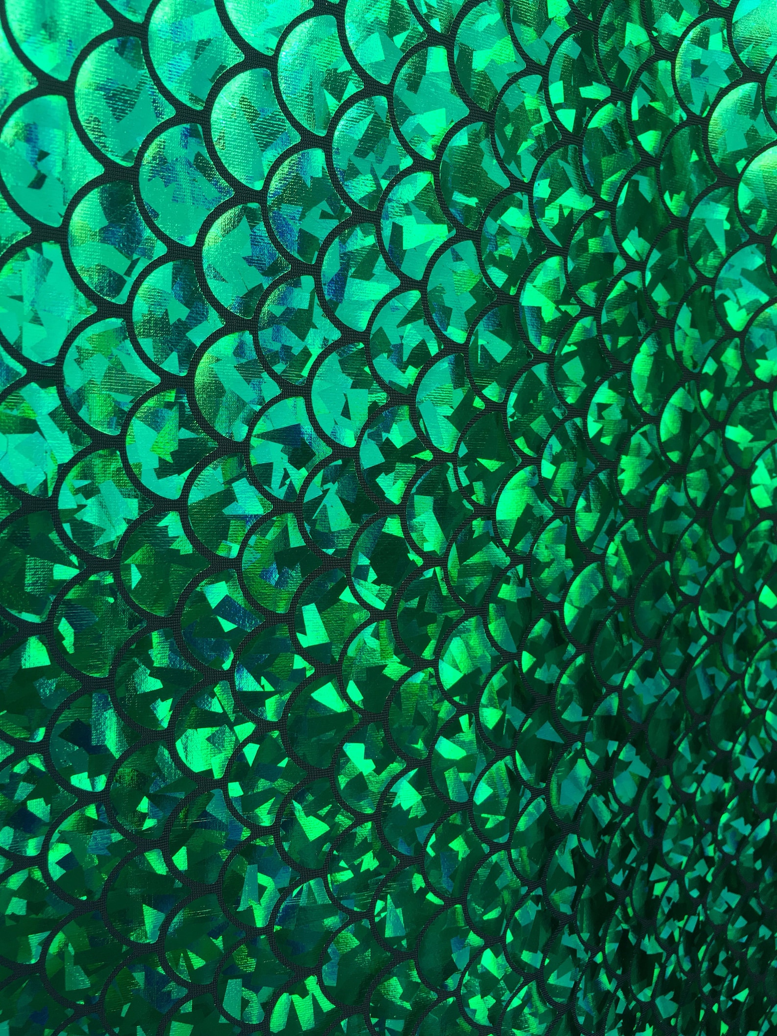 4 Way Stretch Mermaid Fish Scales Black/green Foil on Poly - Etsy