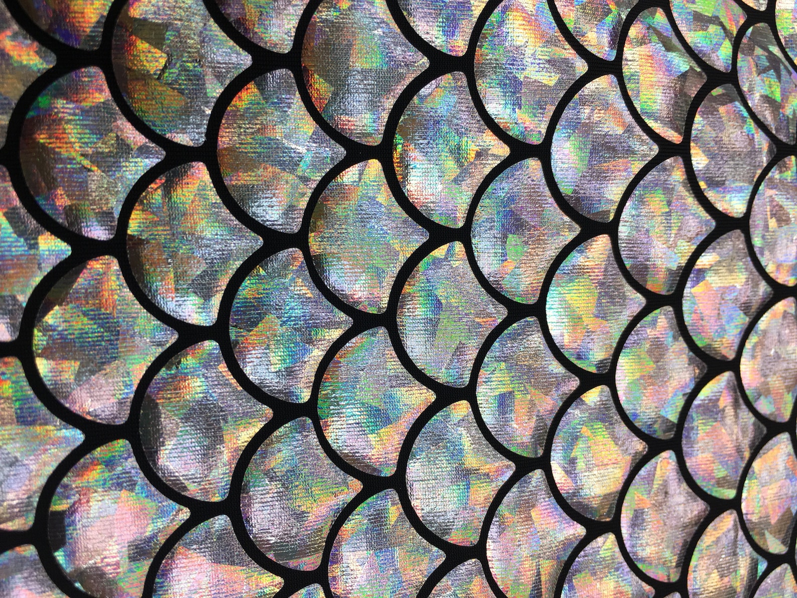 4 Way Stretch Mermaid Fish Scales Black/silver Foil on Poly - Etsy