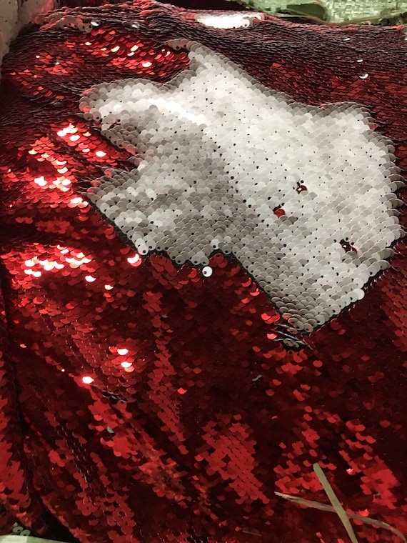Mermaid Reversible Sequin Shiny Red/shiny White on One Way | Etsy