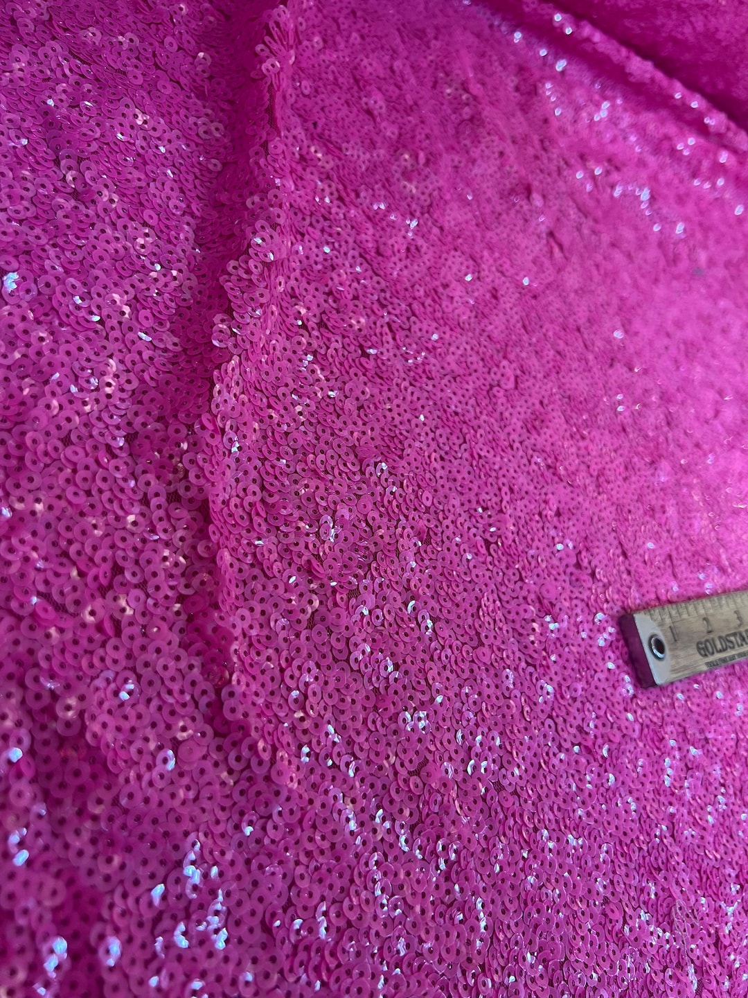 Neon Pink Sewed 3d 5mm Sequin on No Stretch Mesh Fabric 54 Inch Wide ...