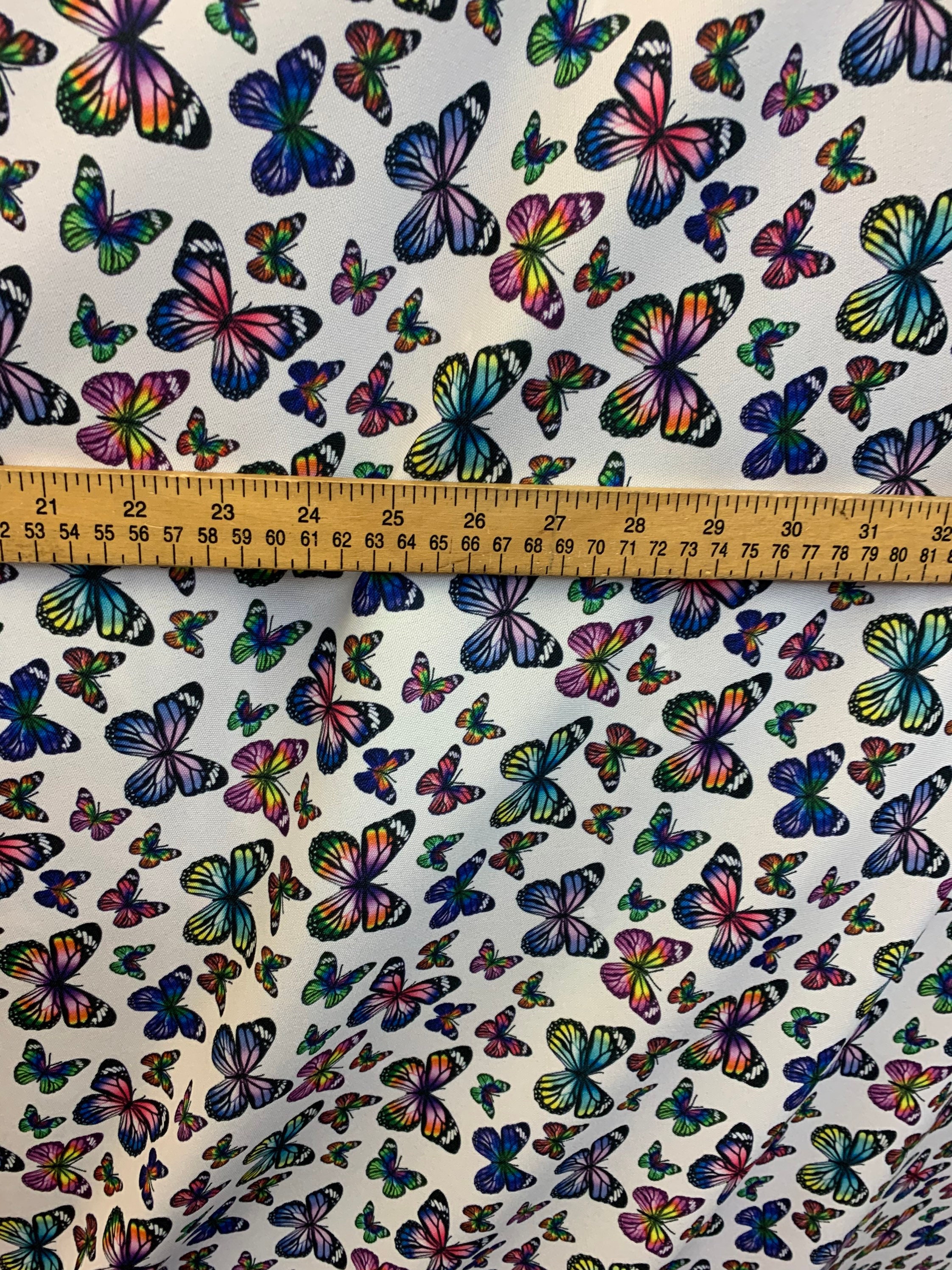 Butterfly Colorful Print on Non Stretch Polyester Fabric 60” Inch Wide ...
