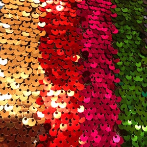 New Rainbow Sequin on 4 Way Stretch Mesh Spandex Fabric 52"/54" Sold by ...
