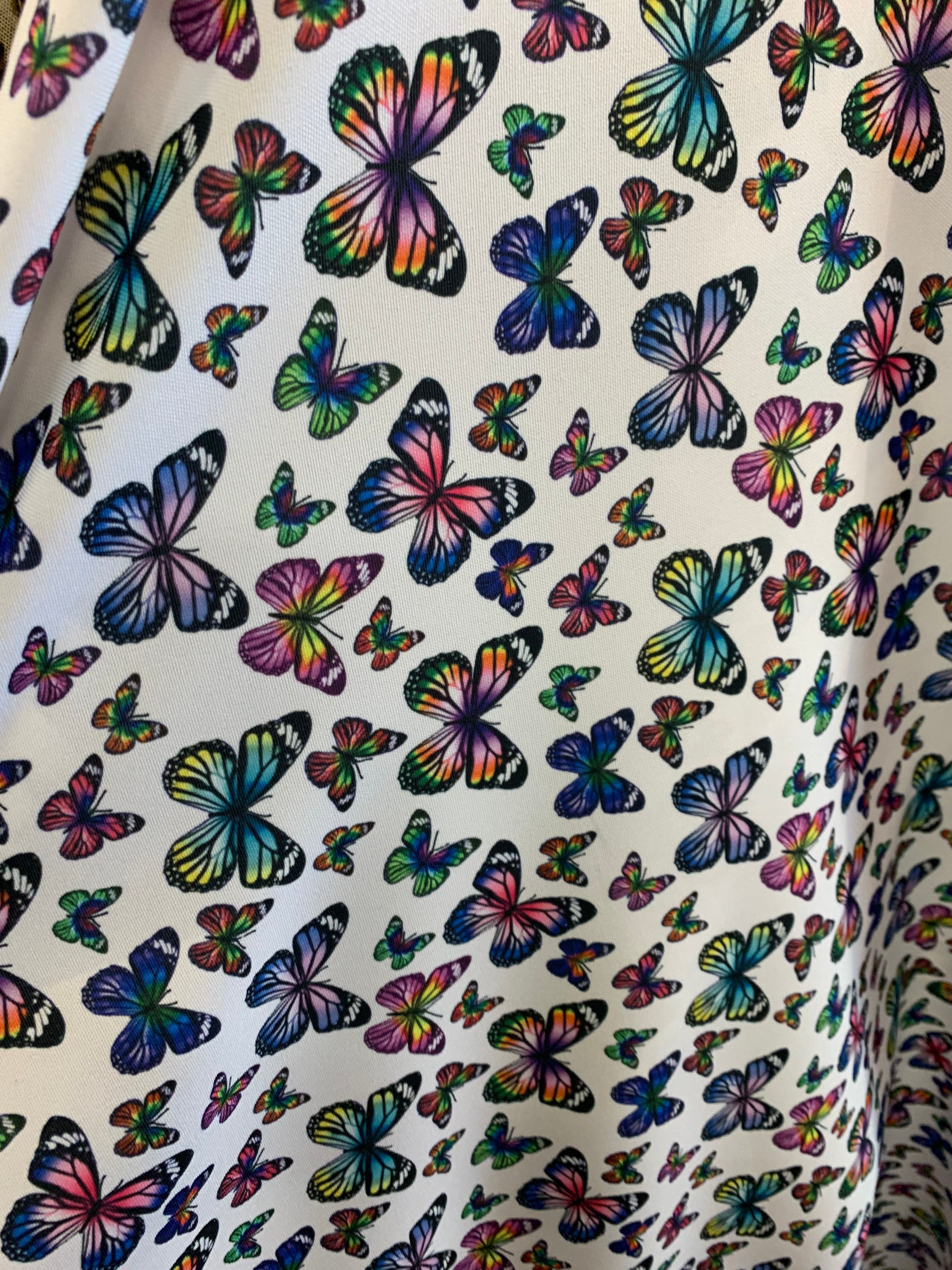 Butterfly Colorful Print on Non Stretch Polyester Fabric 60” Inch Wide ...