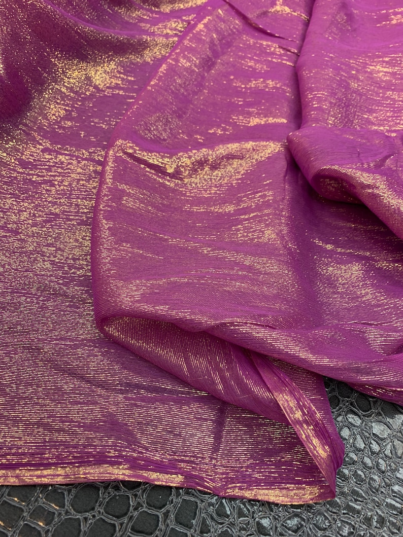 Metallic Crinkle Silk Chiffon Cherry and Gold for Dirac or Garbasaar 45 ...