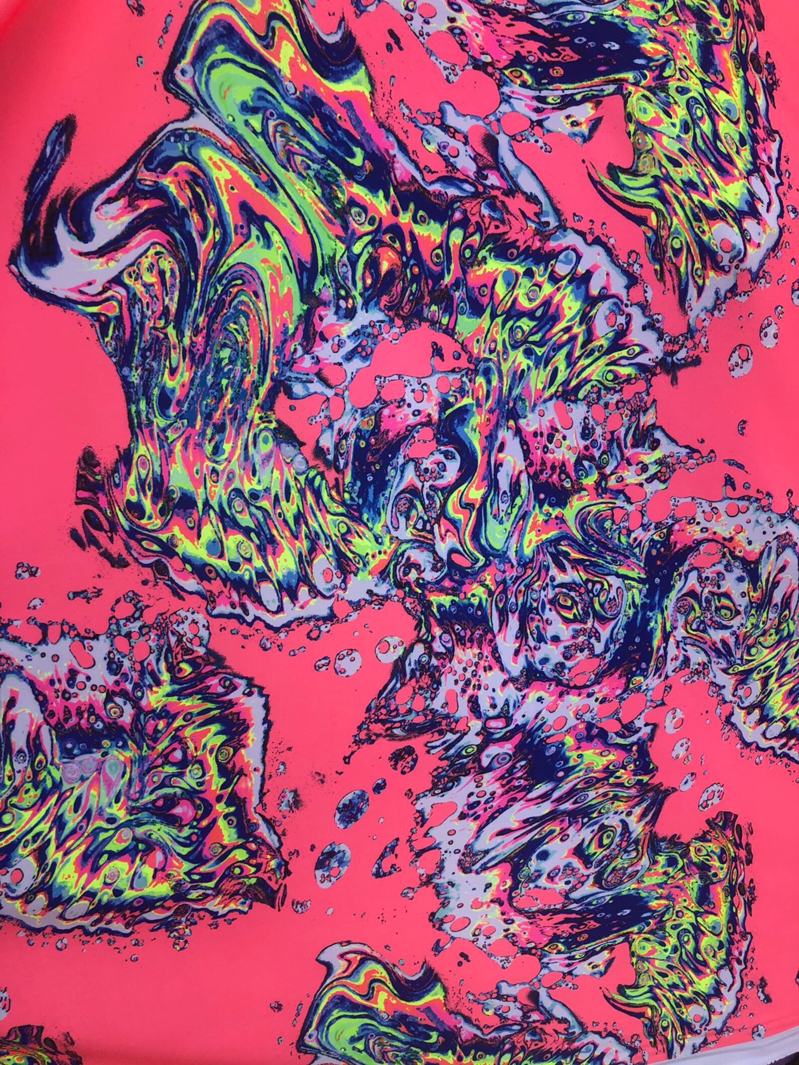 New Lava Splash Print Neon Coral Color on 4 Way Stretch Thin - Etsy