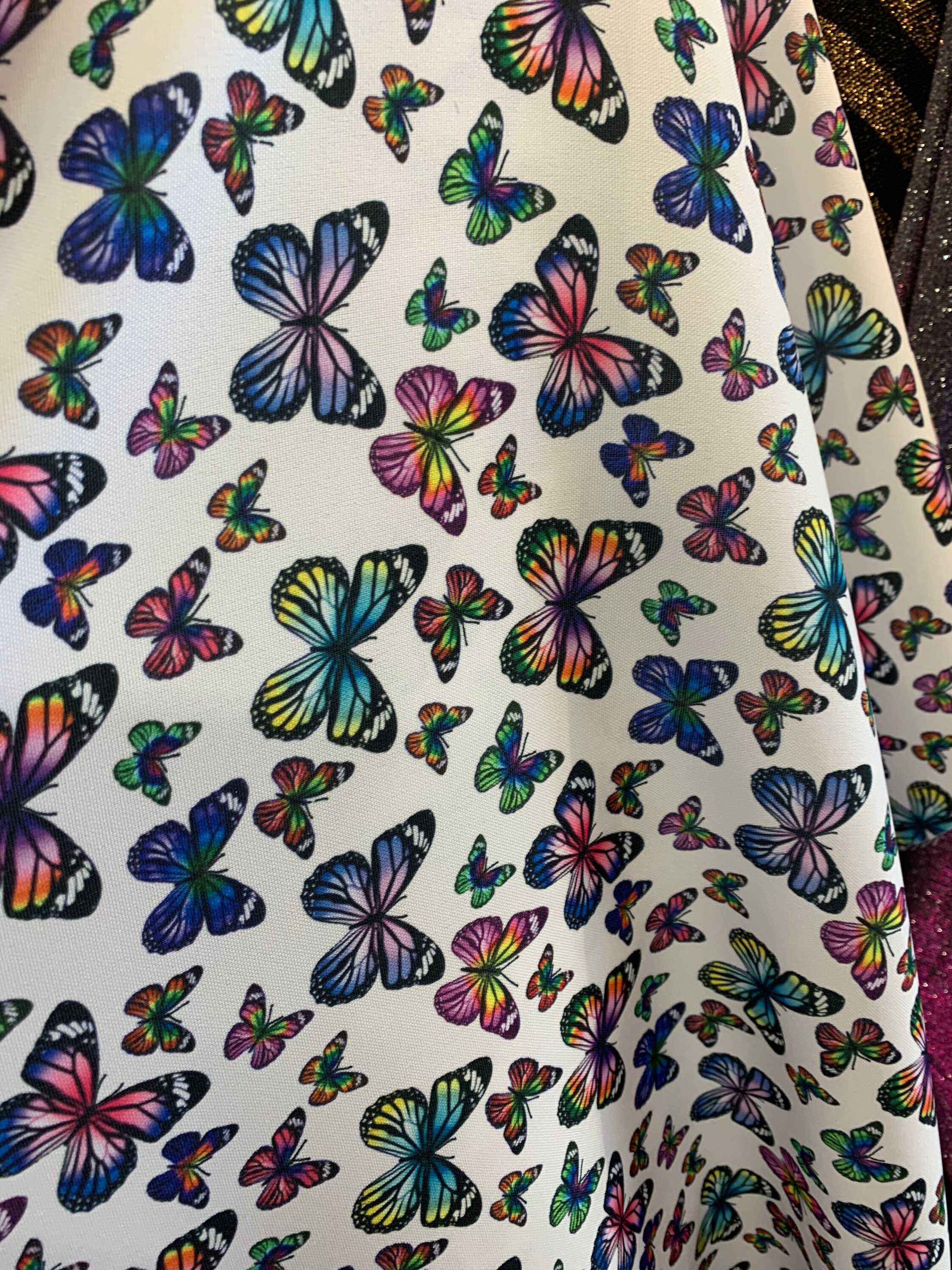 Butterfly Colorful Print on Non Stretch Polyester Fabric 60” Inch Wide ...