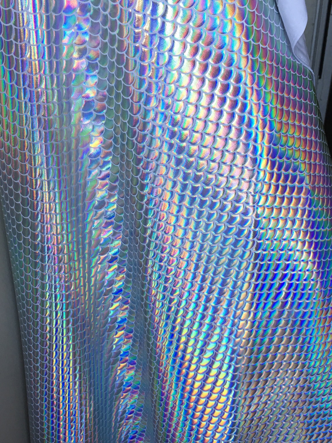 4 Way Stretch Iridescent White/silver Mermaid Fish Scales Foil | Etsy