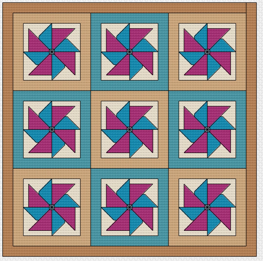 Cross Stitch Pattern Quilt Block Pinwheel carnival - Etsy
