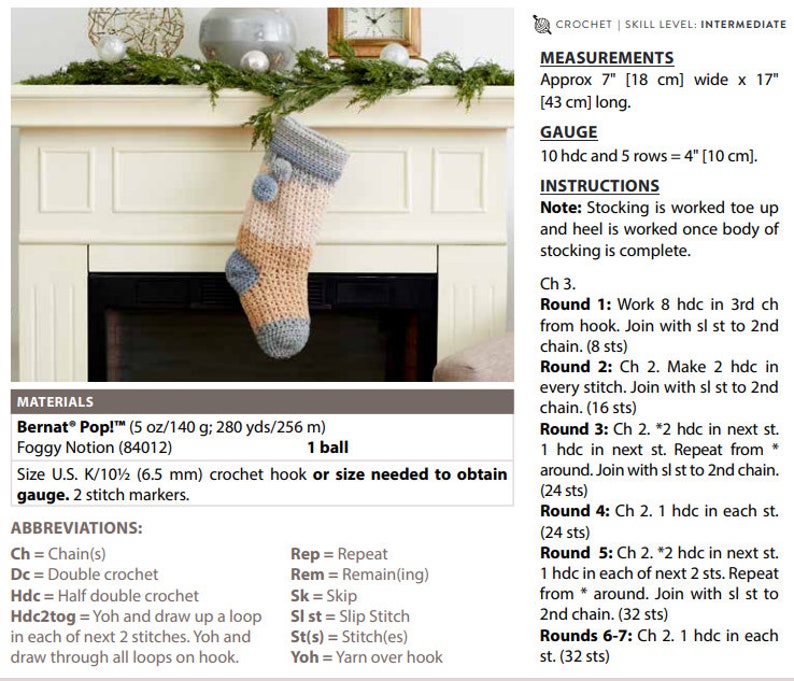Crochet Christmas Stocking (downloadable PDF) - Etsy