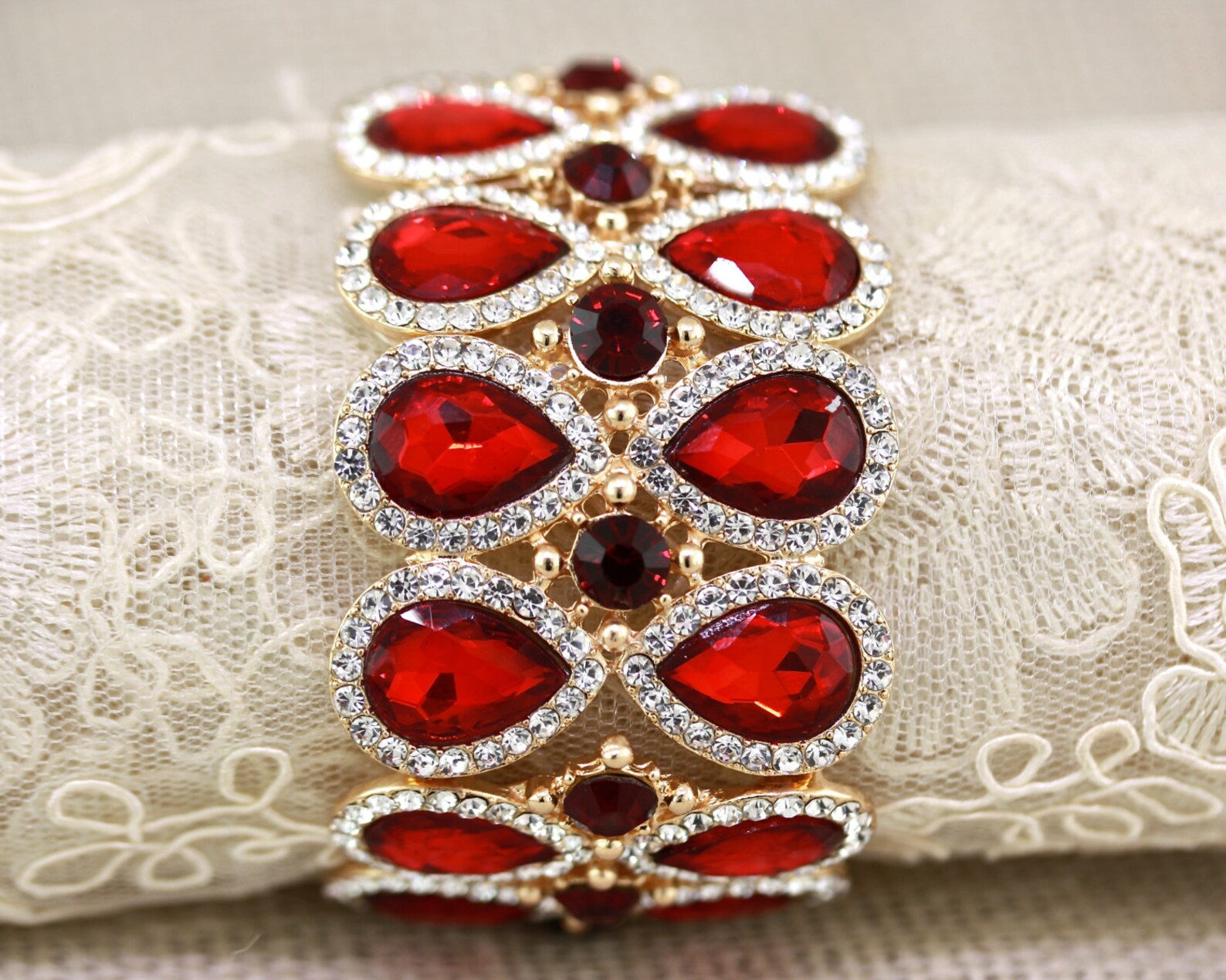 Red Ruby Crystal Braceletbridal Ruby Red Braceletbridemaid - Etsy
