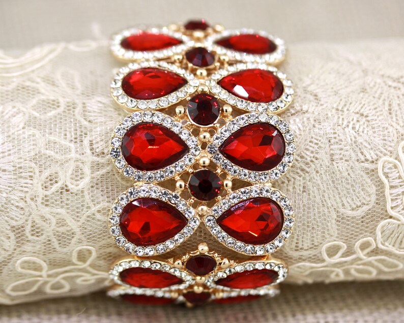 Red Ruby Crystal Braceletbridal Ruby Red Braceletbridemaid - Etsy