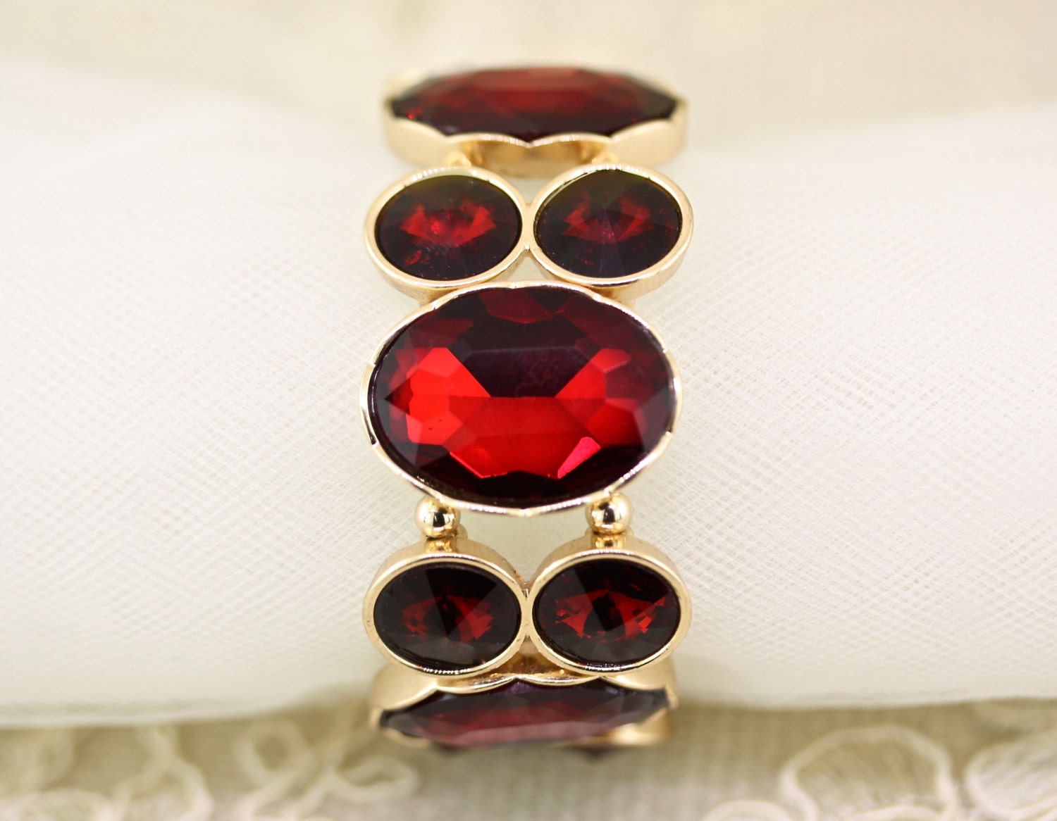 Ruby Red Crystal Braceletbridal Braceletwedding Jewelry | Etsy