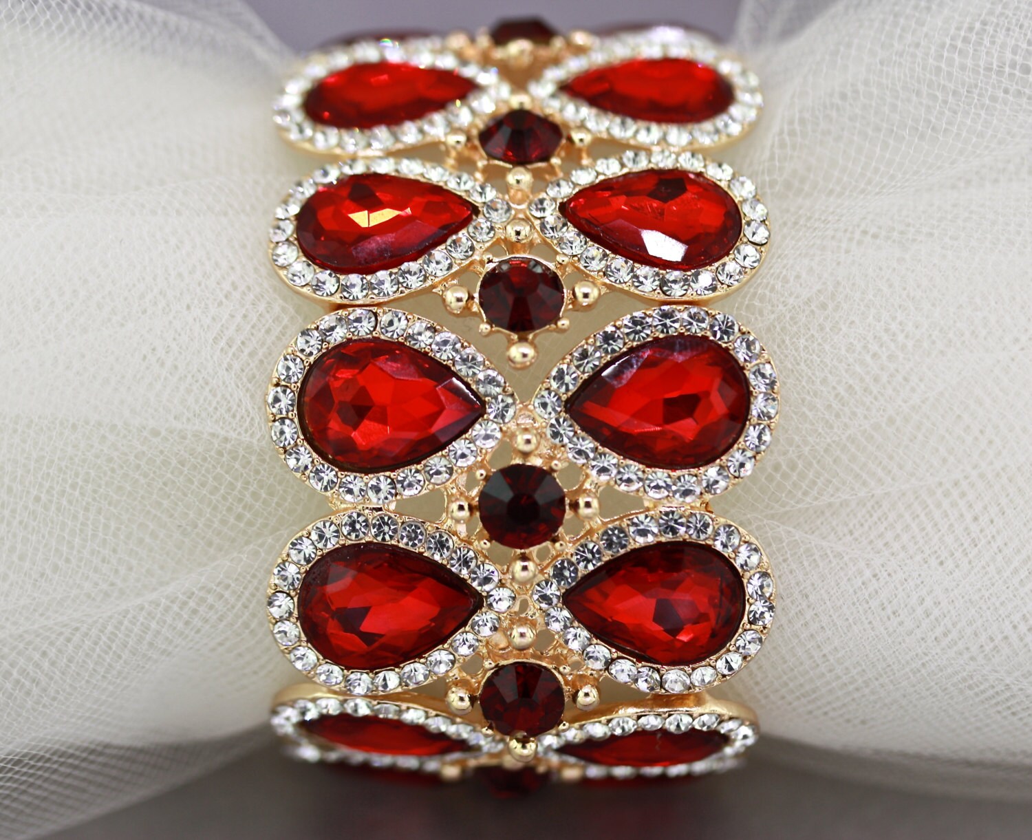 Red Ruby Crystal BraceletBridal Ruby Red BraceletBridemaid | Etsy