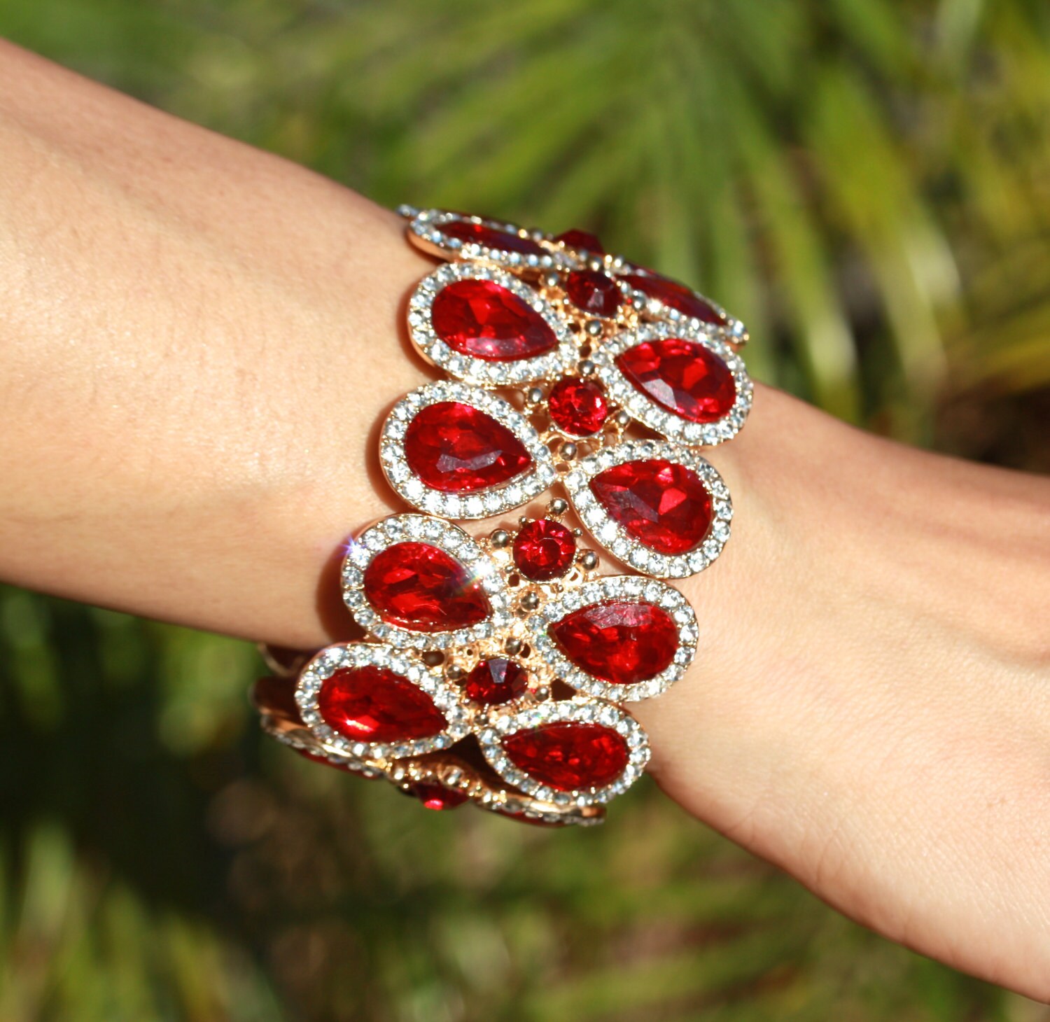 Red Ruby Crystal BraceletBridal Ruby Red BraceletBridemaid | Etsy
