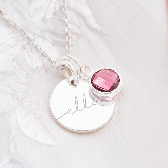 Silver Esme Initial Birthstone Personalised Necklace Personalised Necklace Gift for Her Wedding Gift Bloom Boutique Etsy Canada