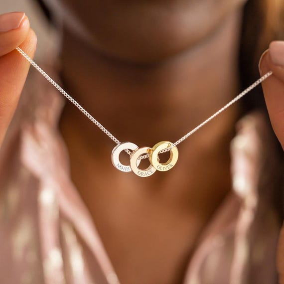 Family Mini Eternal Rings Personalised Necklace Name Jewellery Gift for Her Mother s Day Gift Bloom Boutique Etsy