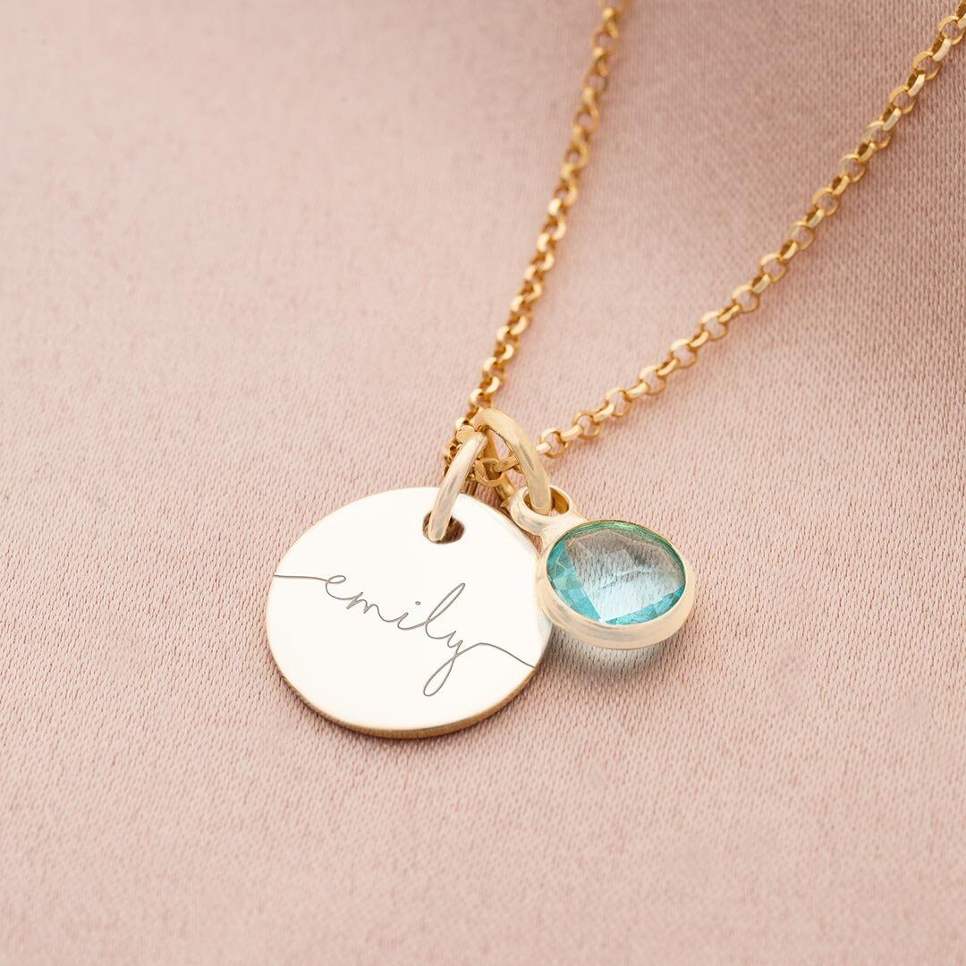 Gold Esme Initial Birthstone Personalised Necklace Personalised ...