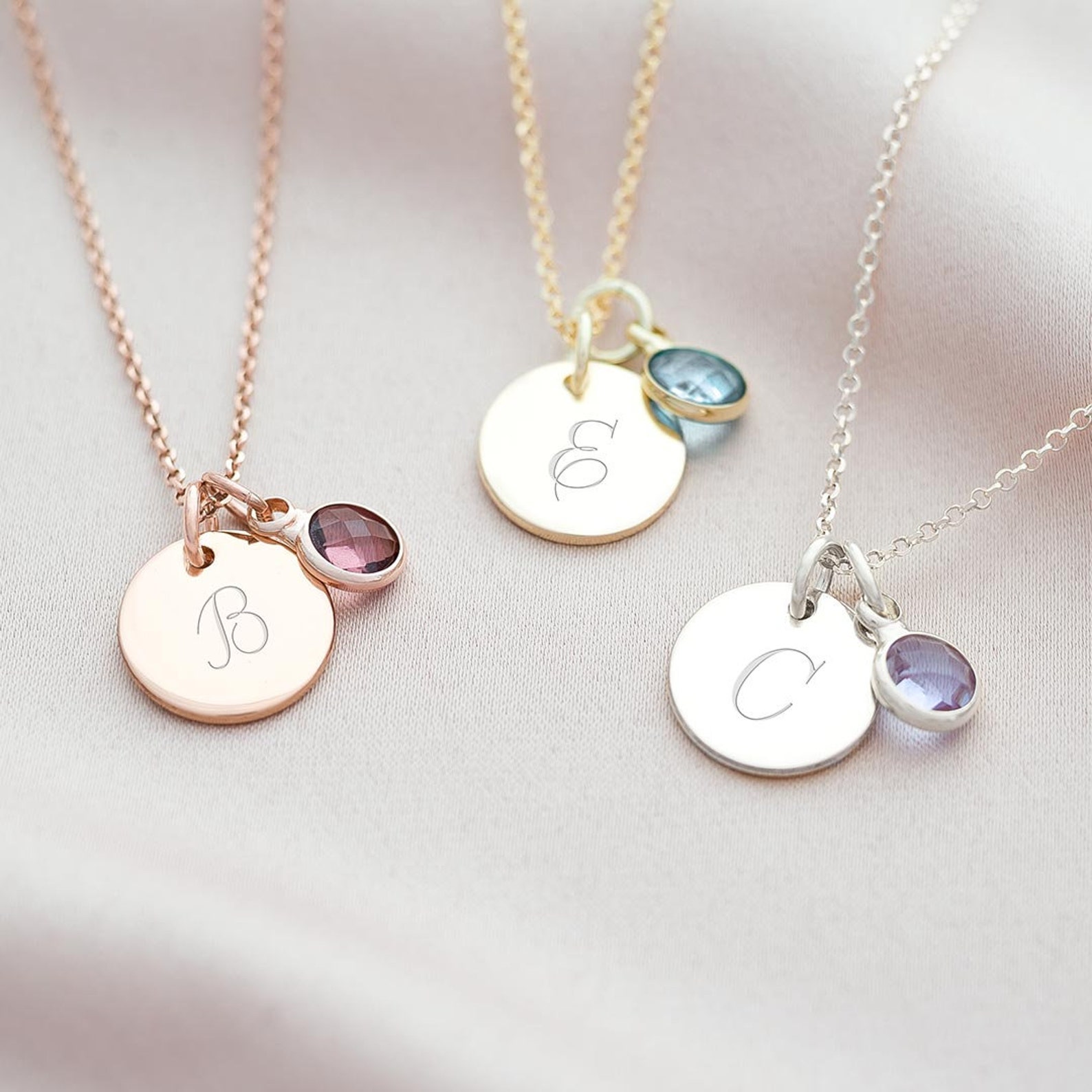 Initial and Birthstone Personalised Necklace Birthstone - Etsy UK