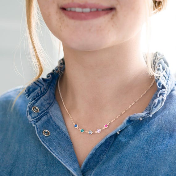 Create Your Own Family Mini Birthstone Necklace Mother s Day Gift Gift For Her Wedding Gift Bloom Boutique