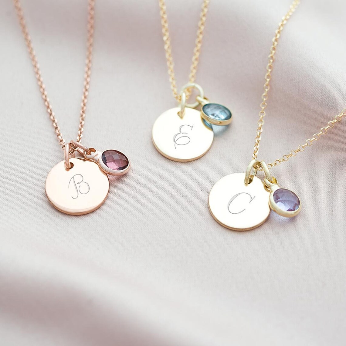 Gold Initial and Birthstone Personalised Necklace Birthstone - Etsy UK