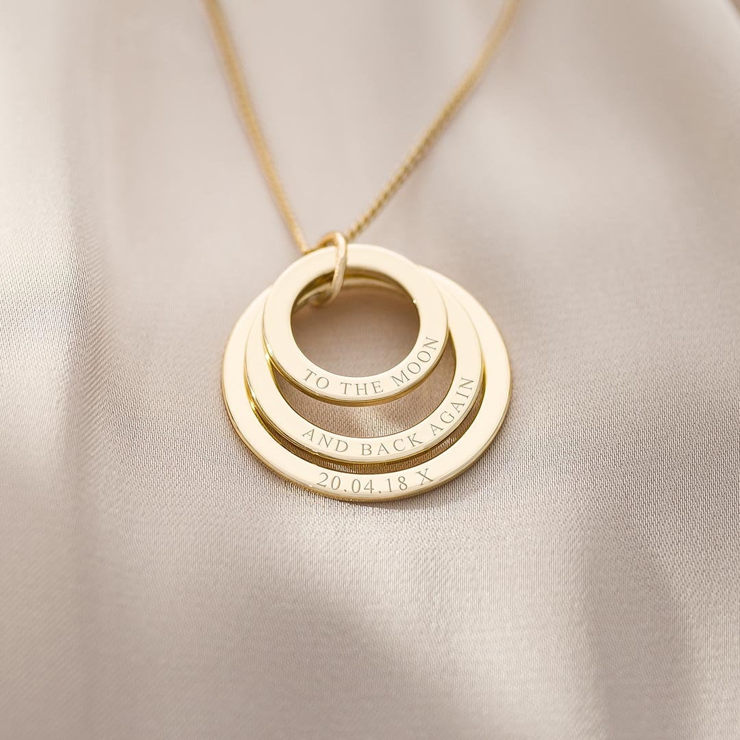 Collier personnalisé avec pendentif triple anneau éternel Cadeau ...