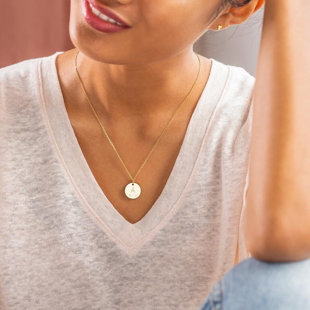 Asta Initial and Date Personalised Necklace Initial Jewellery Gift for ...