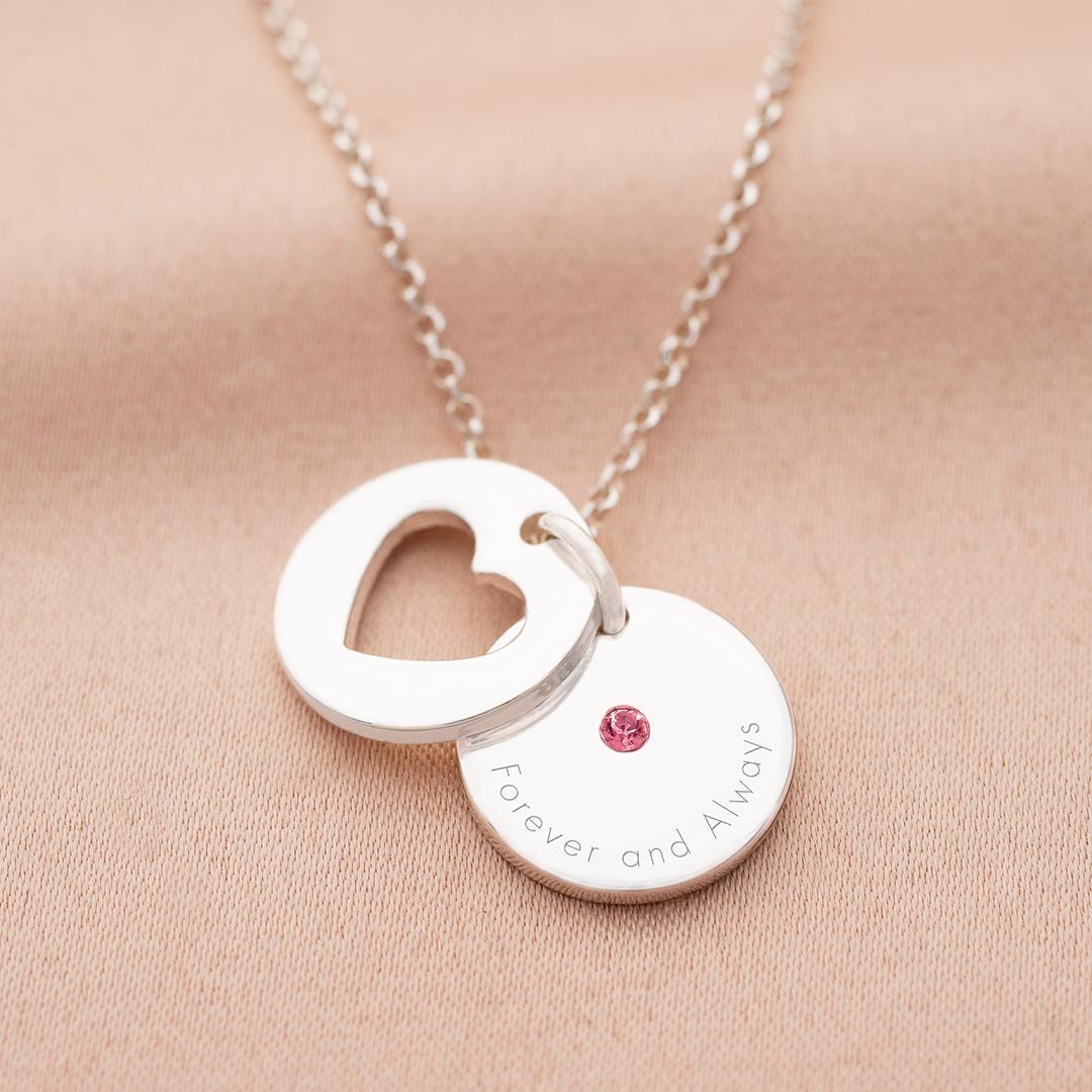 Silver Personalised Secret Message Heart Birthstone Necklace • Wedding ...