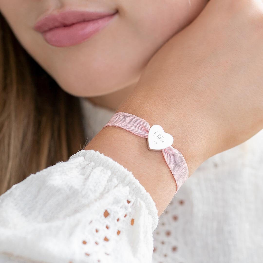 Pulsera elástica personalizada Heidi Heart Charm Pulsera de - Etsy España