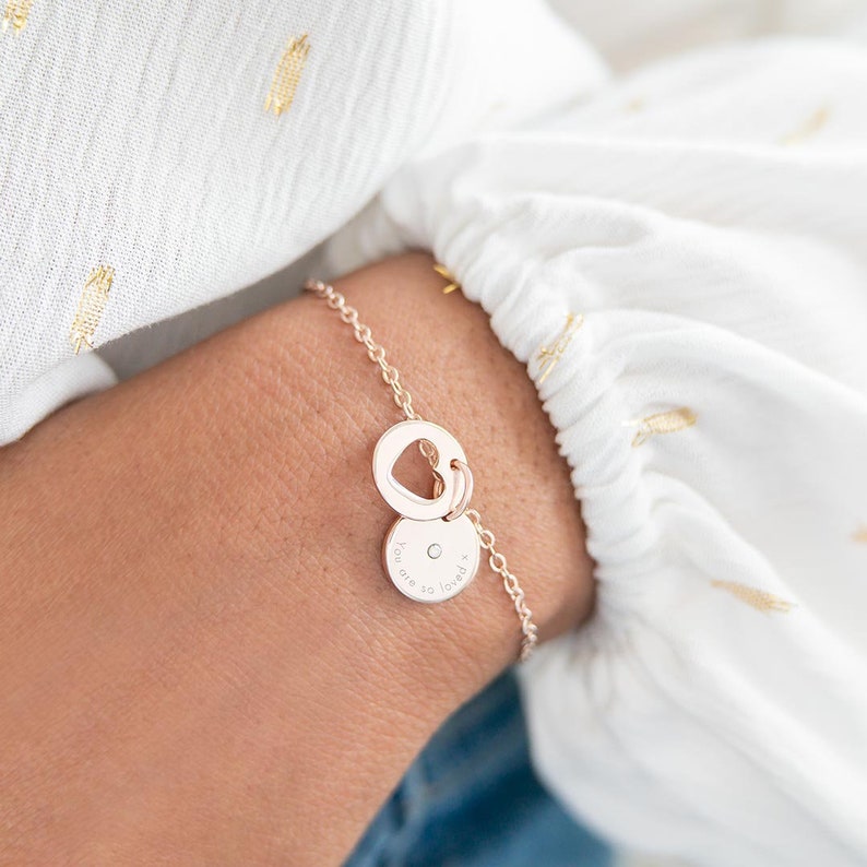 Personalised Secret Message Heart Birthstone Bracelet - Etsy