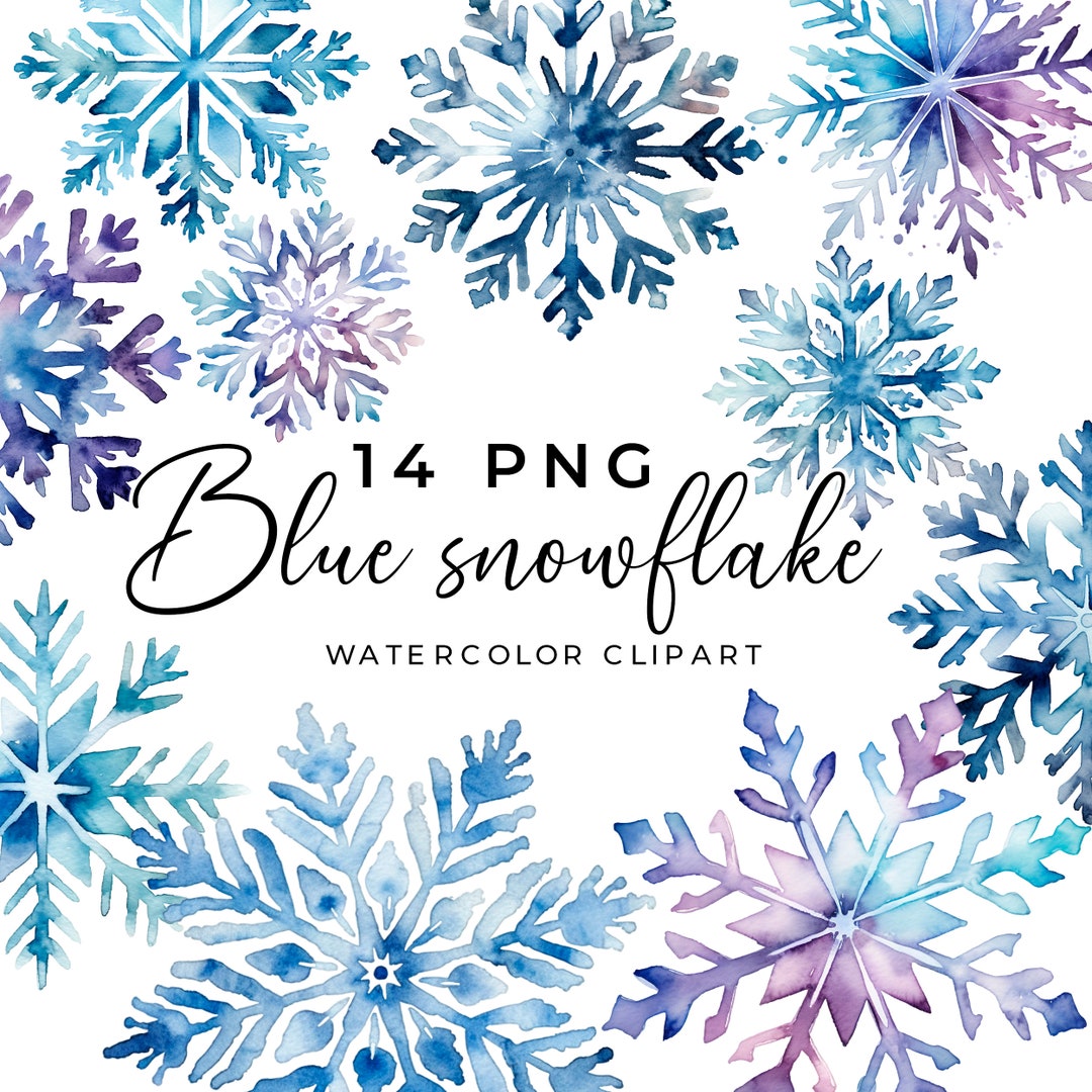 Snowflake Watercolor Clipart, 14 Winter Snowflakes Clipart Png, Winter ...