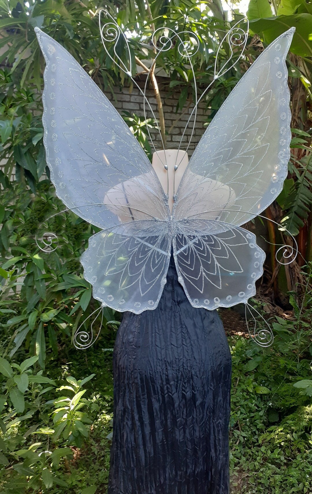Silver Moon Fairy Wings: Adult Cosplay Costume, Large Butterfly Style ...