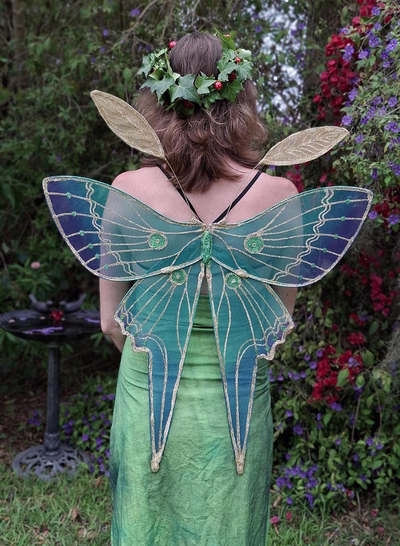 Luna Moon Moth Wings, Antennae, Fairy Costume, Adult or Child: Fae ...