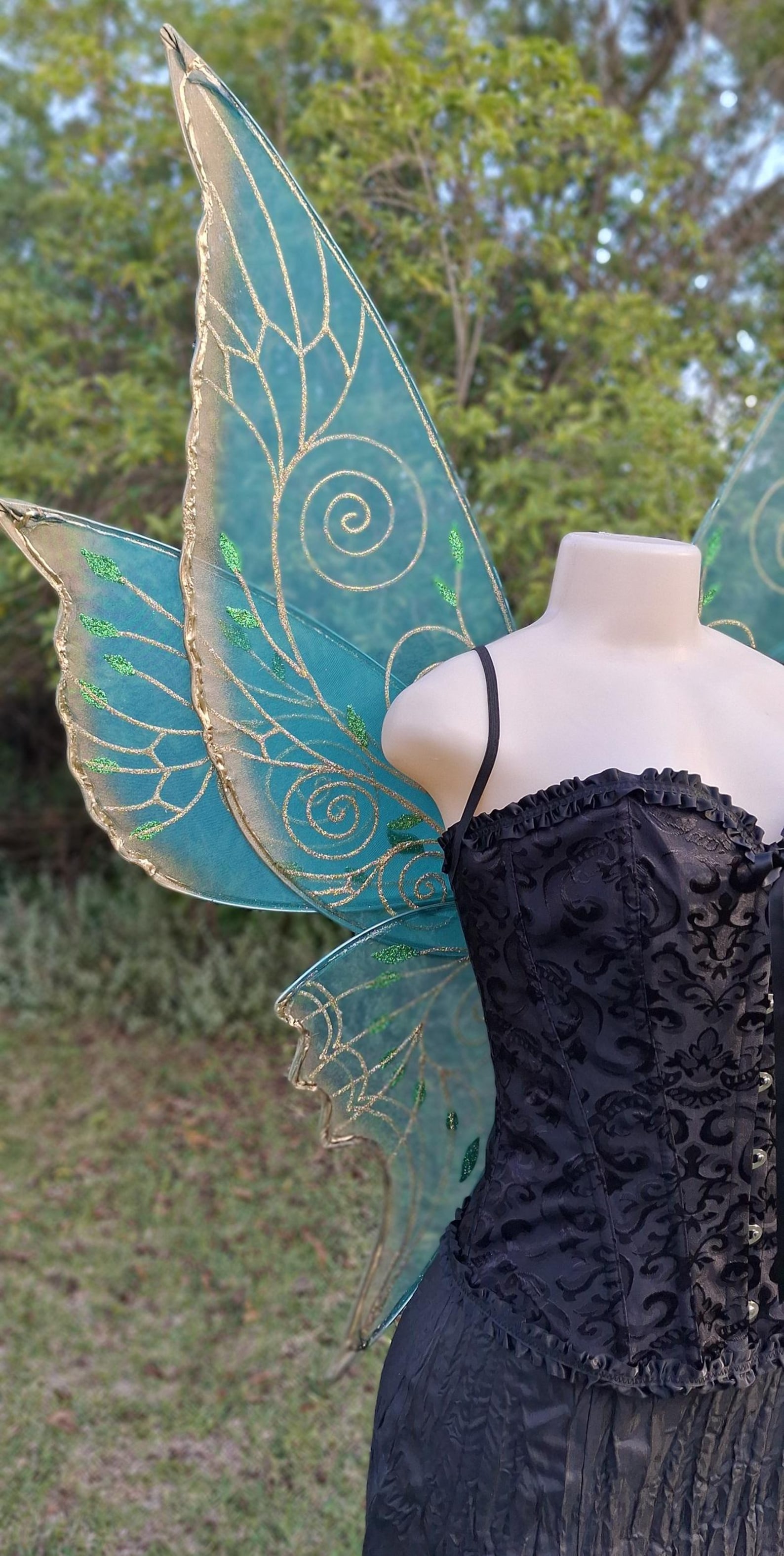Large Forest Woodland Fairy Wings for Adults in Dark Green and Gold ...