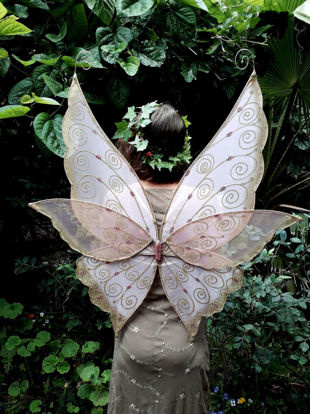 Large Rose Fairy Wings for Adults: Gold Glitter, Organza |renaissance ...