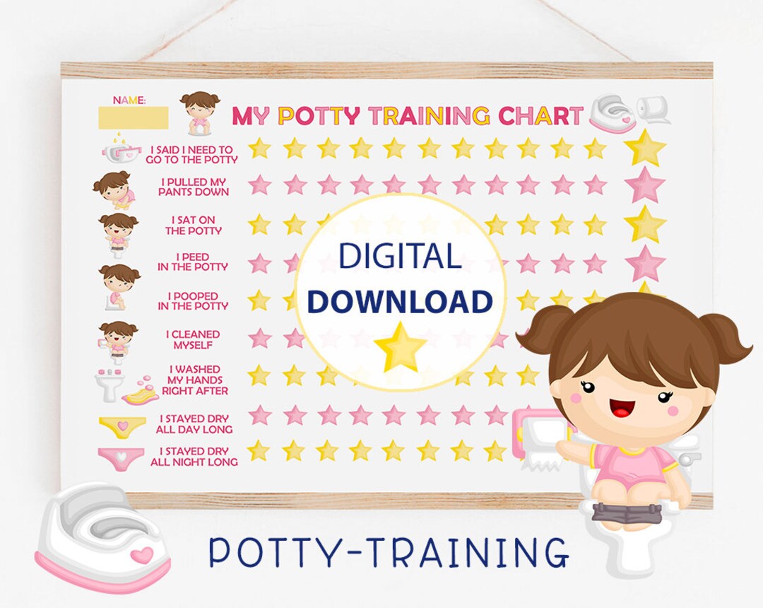 Potty Training Chart for Girls to Become Diaper-free, Instant Digital ...