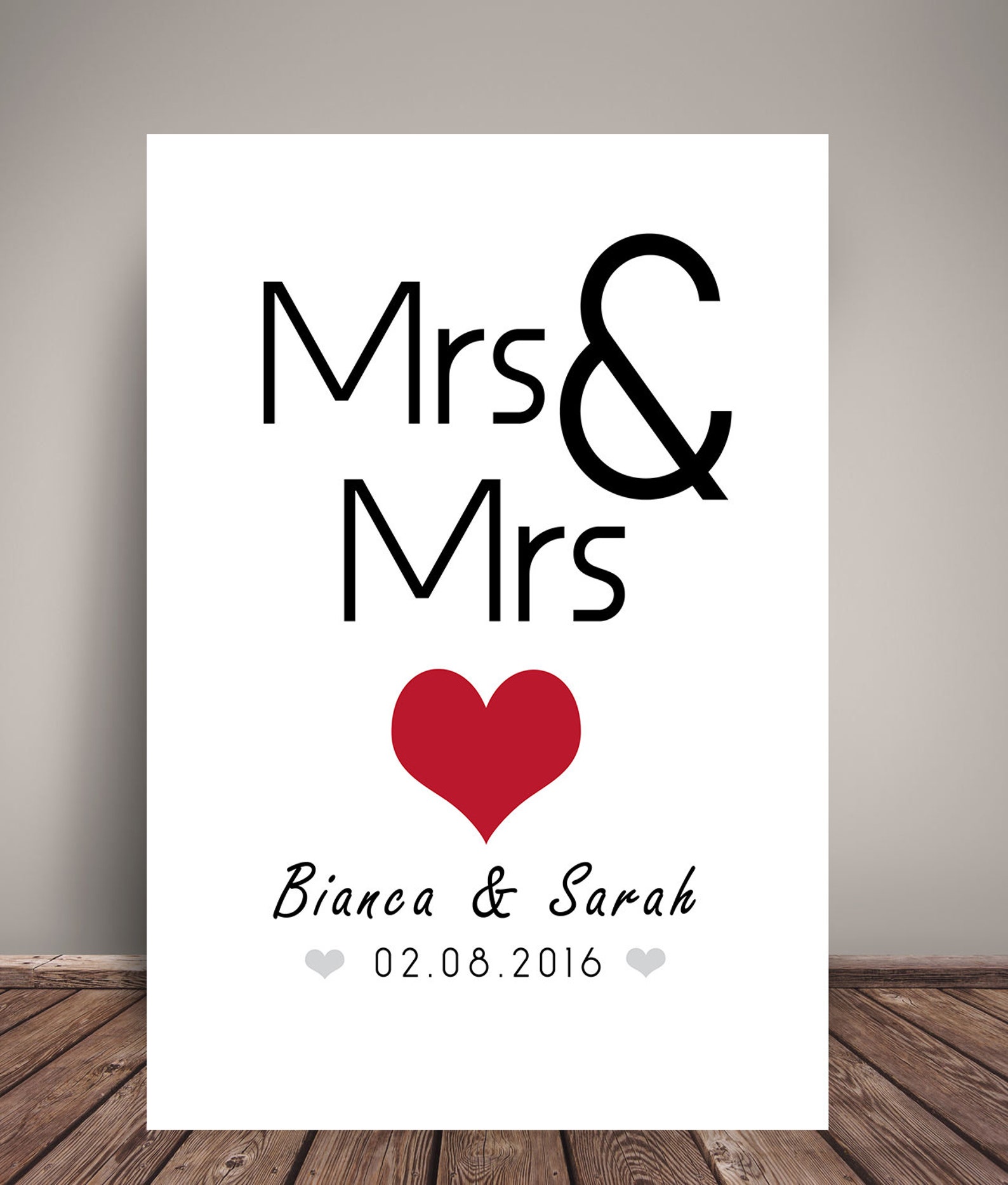 MRS & MRS Poster HOCHZEIT personalisiertes - Etsy.de