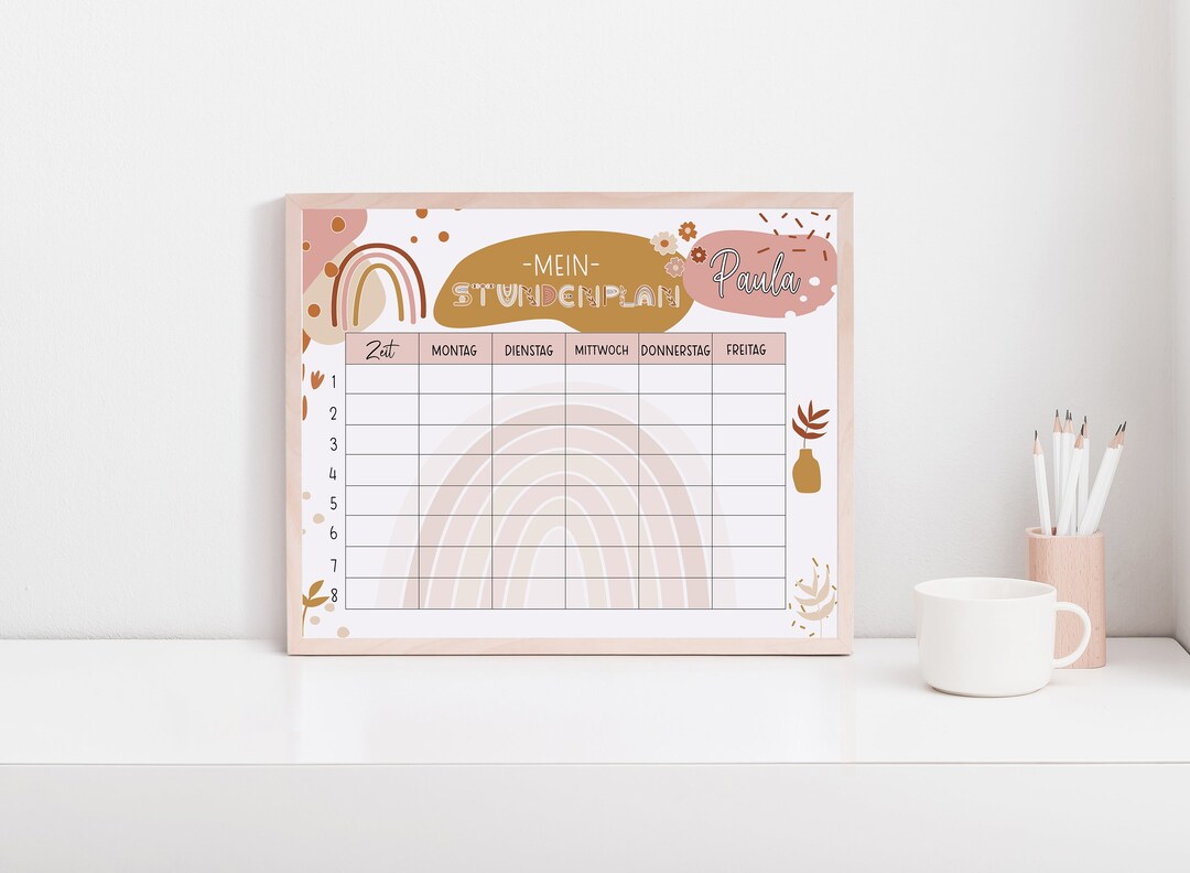 Einschulung Mädchen Boho, Stundenplan, Kleines 1x1, Alphabet Poster ...