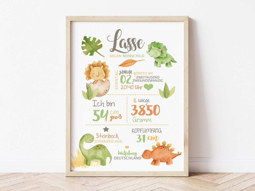 BIRTH POSTER dinos Birthdates Poster Dino Dinosaur Birth Poster Birth ...