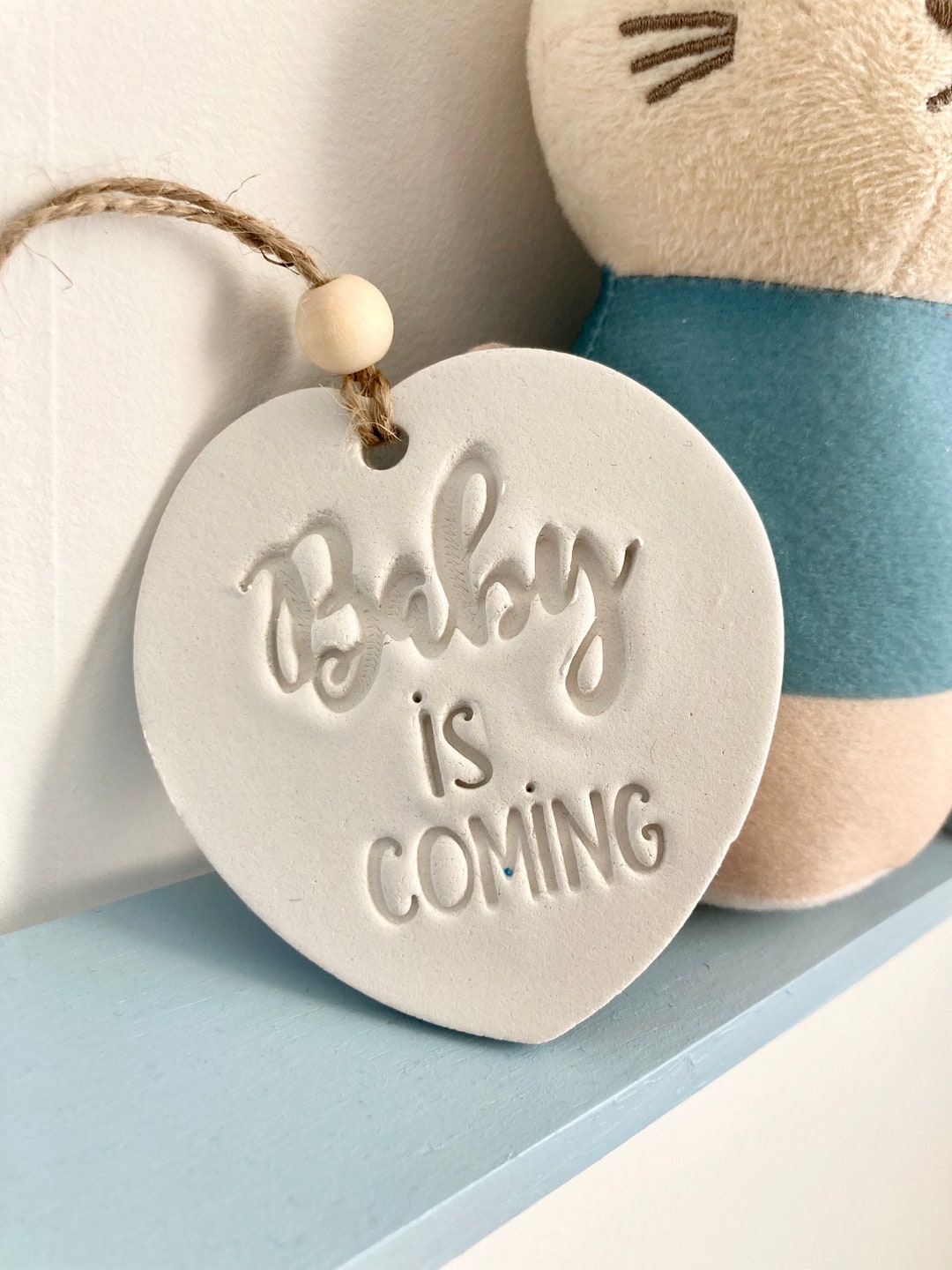 Heart-shaped Medallion Birth Announcement, Pregnancy Announcement, Baby ...
