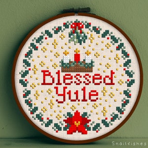 Blessed Yule Cross Stitch Pattern - Yule Cross Stitch Pattern - Blessed ...