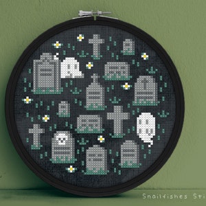 Cute Graveyard Cross Stitch Pattern - Graveyard Cross Stitch Pattern ...