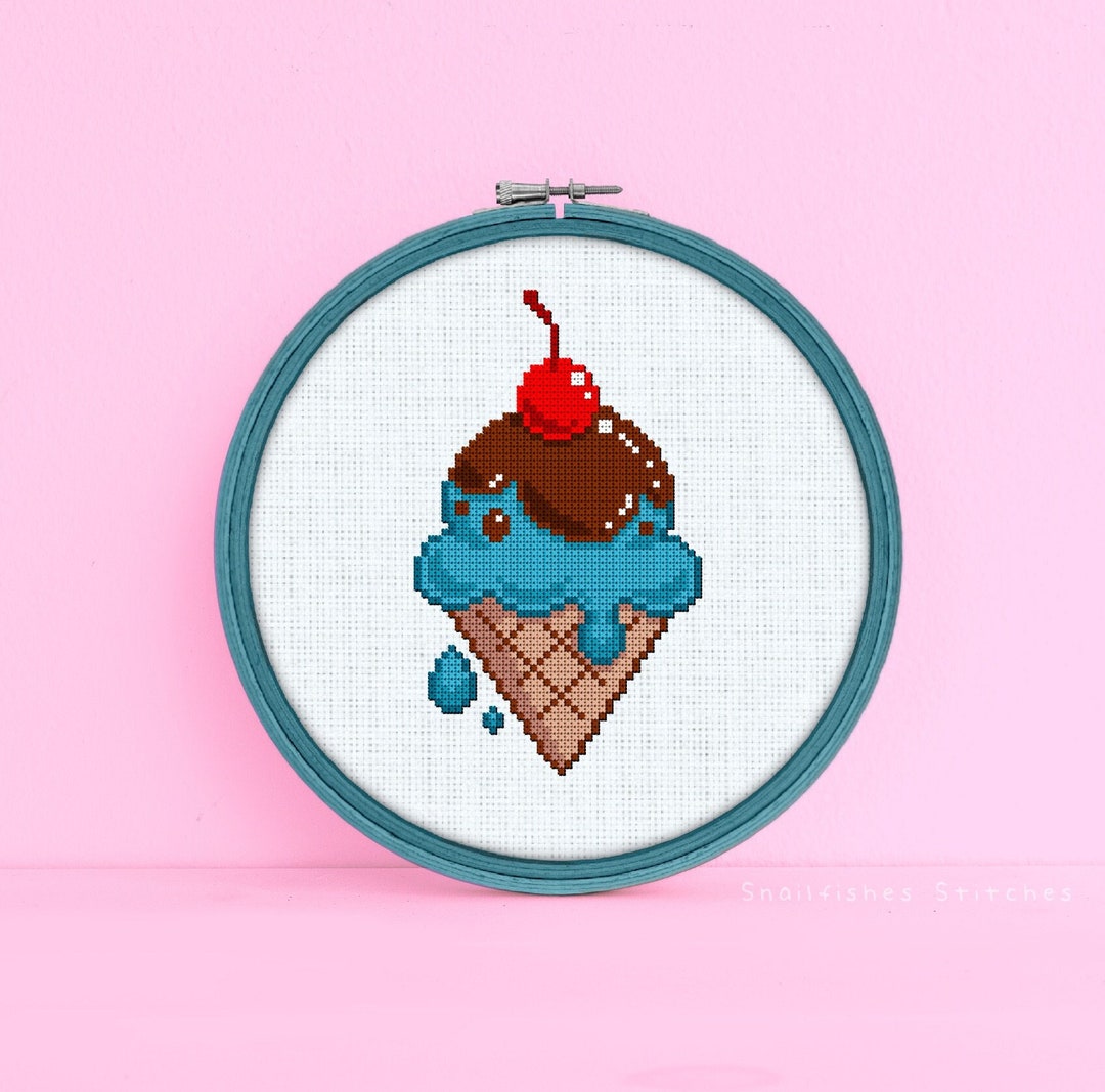 Ice Cream Cross Stitch Pattern - Melting Ice Cream Cross Stitch Pattern ...