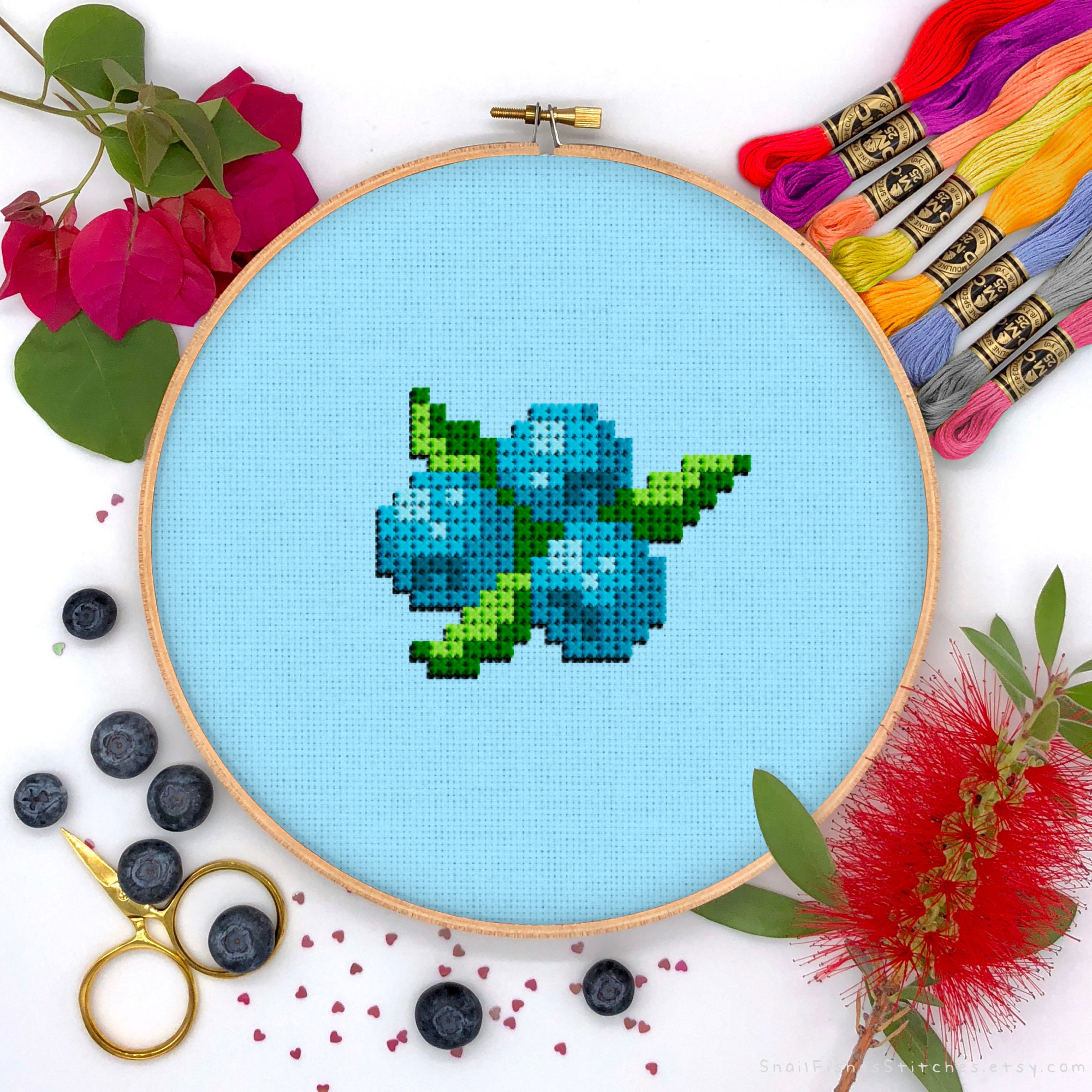 Blueberry Cross Stitch Pattern Small Cross Stitch Pattern - Etsy