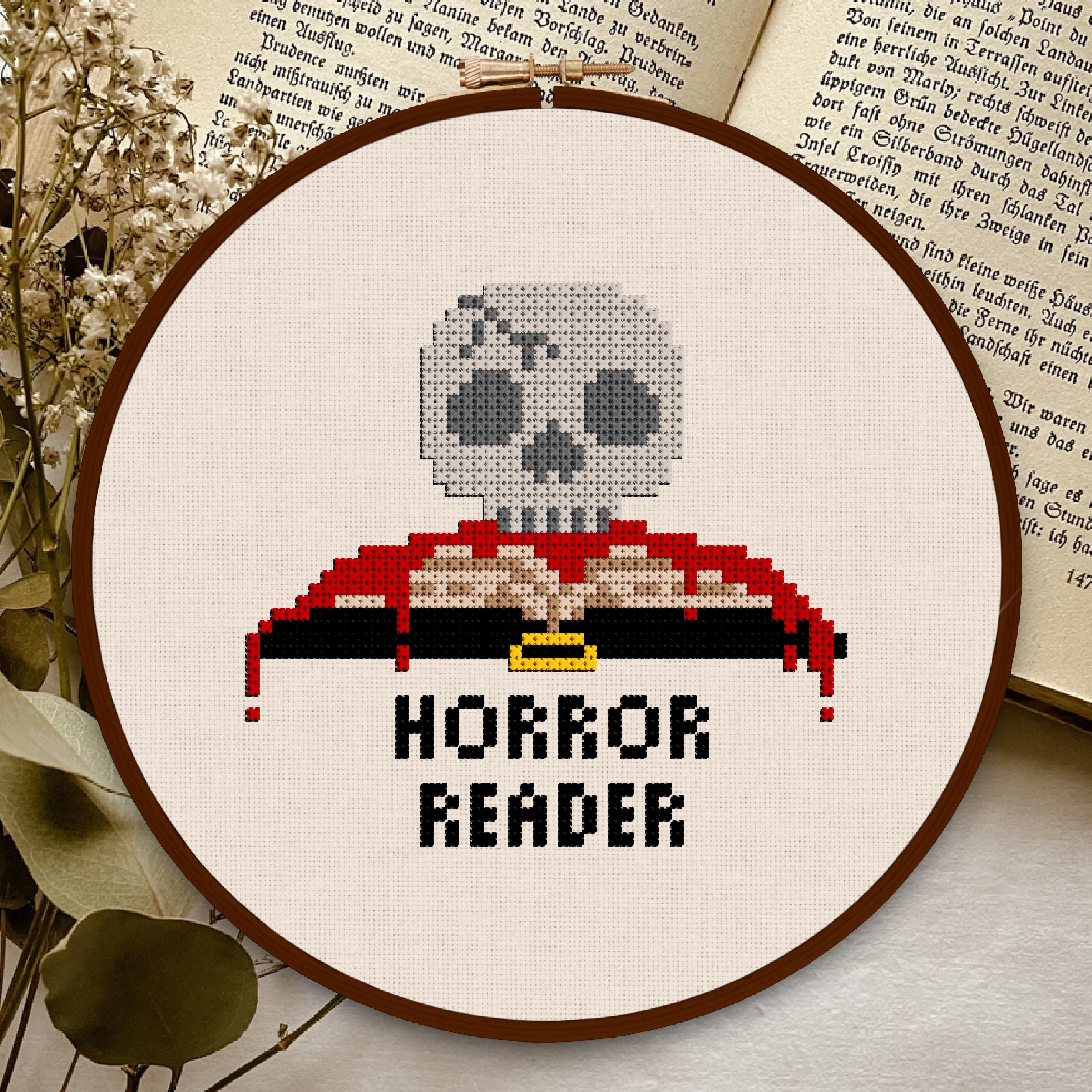Bookish Horror Cross Stitch Pattern - Horror Book Cross Stitch Pattern ...