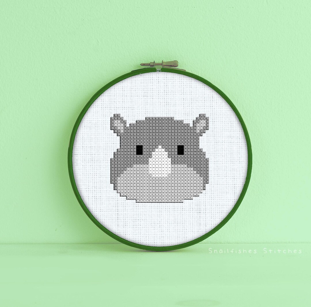 Rhino Cross Stitch Pattern - Rhino Cross Stitch - Rhinoceros Cross ...