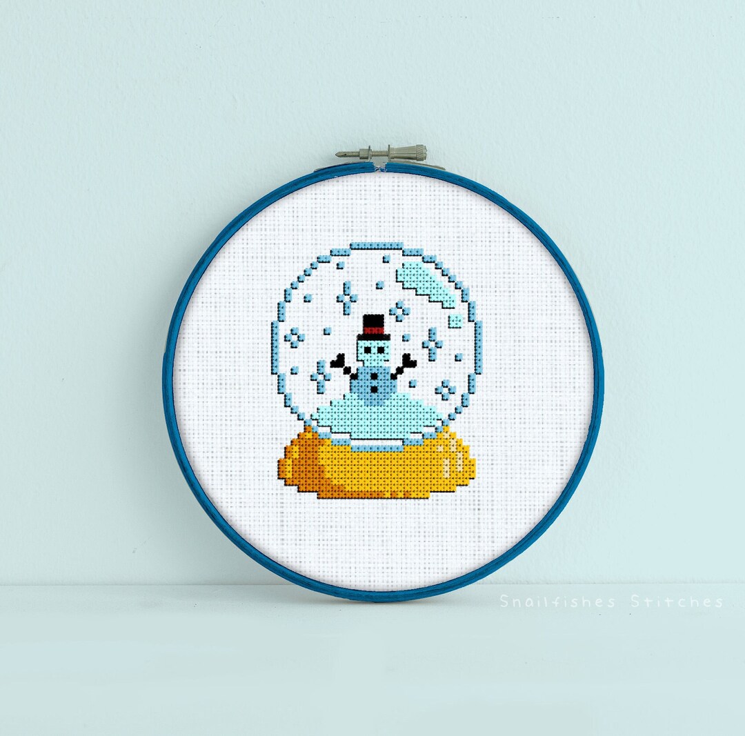 Snowman Snow Globe Cross Stitch Pattern - Snowman Cross Stitch Pattern ...