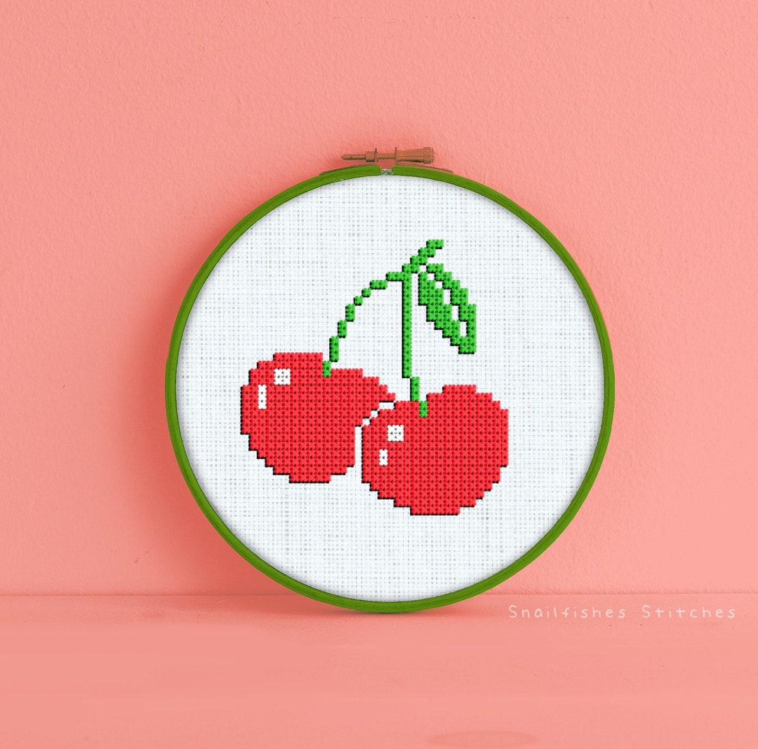 Cherry Cross Stitch Pattern - Cherry Fruit Cross Stitch Pattern ...